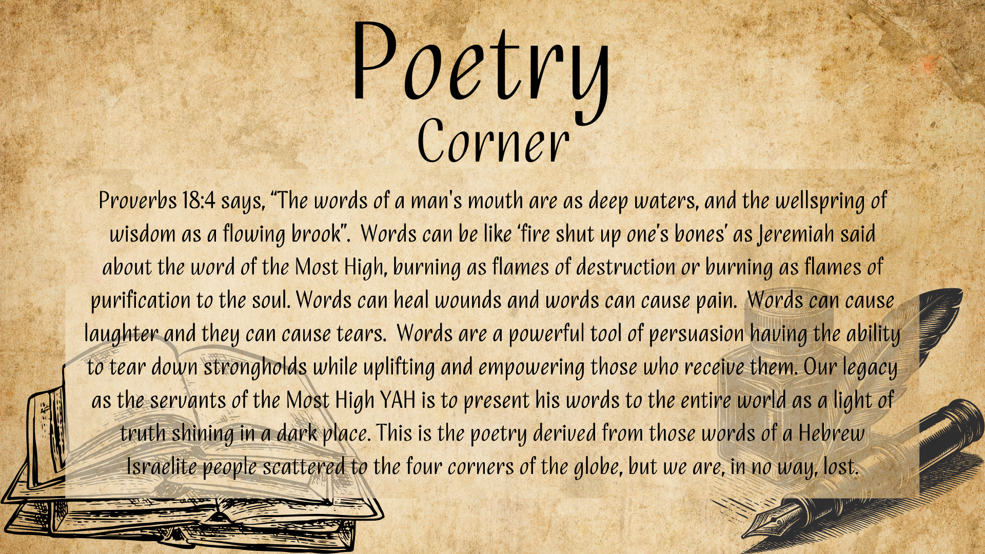 Poetry Corner – The United Congregation of Israel